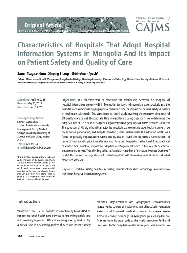 (PDF) Characteristics of Hospitals That Adopt Hospital Information ...