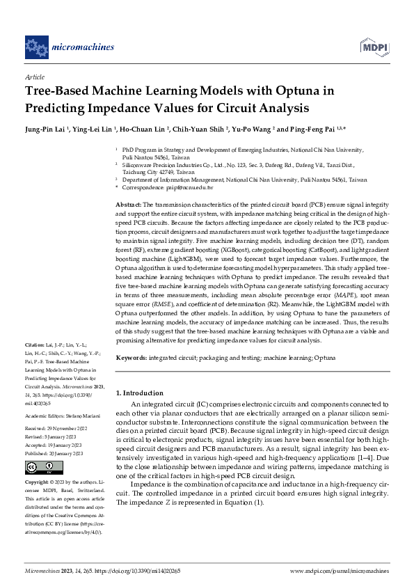 (PDF) Tree-Based Machine Learning Models with Optuna in Predicting Impedance Values for Circuit ...