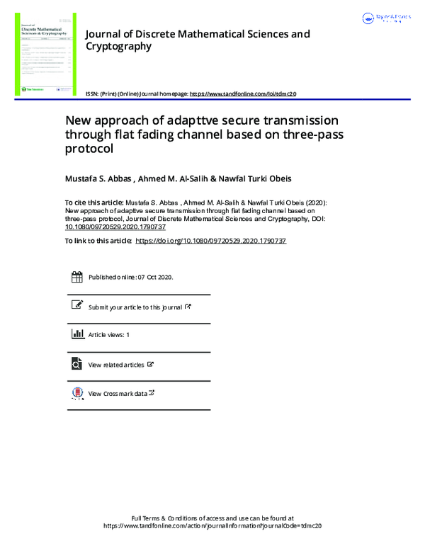 (PDF) New approach of adapttve secure transmission through flat fading ...