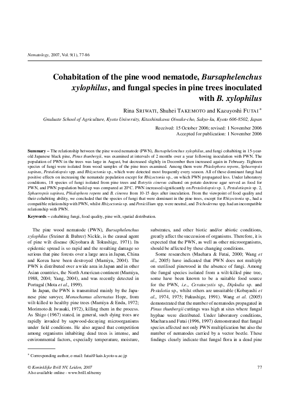 (PDF) Cohabitation of the pine wood nematode, Bursaphelenchus ...
