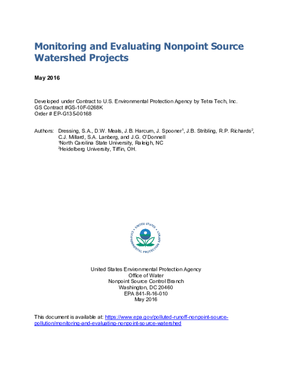 (PDF) Monitoring and Evaluating Nonpoint Source Watershed Projects | James Stribling - Academia.edu