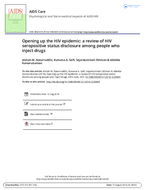 (PDF) Opening up the HIV epidemic: a review of HIV seropositive status ...