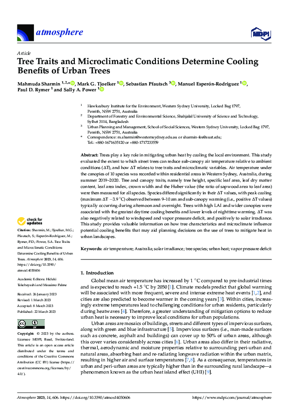 (PDF) Tree Traits and Microclimatic Conditions Determine Cooling ...