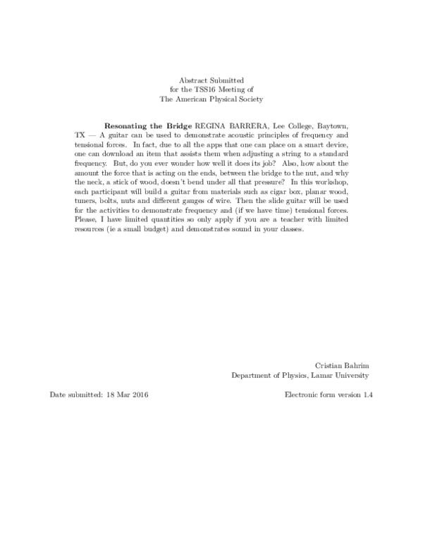 (PDF) Resonating the Bridge