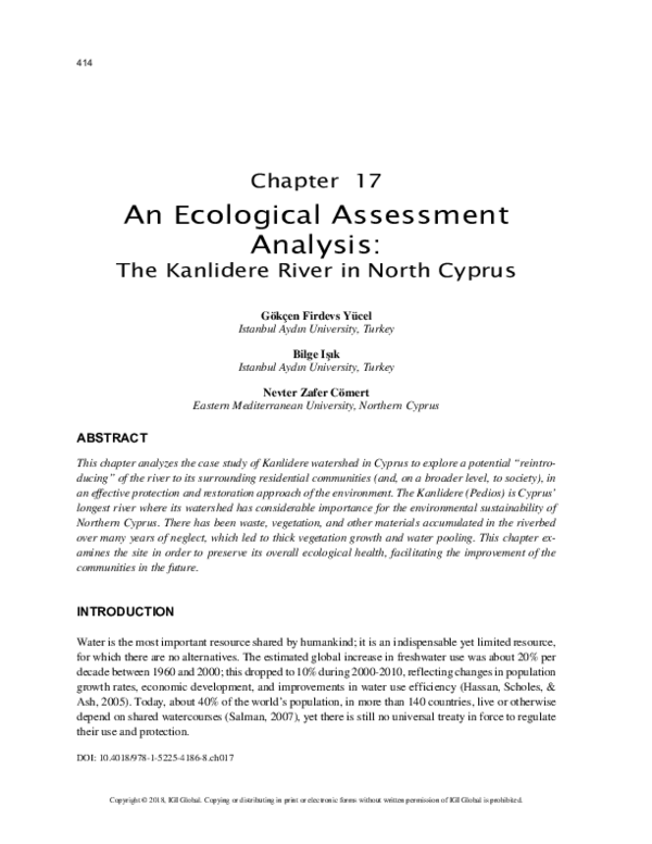 (PDF) An Ecological Assessment Analysis