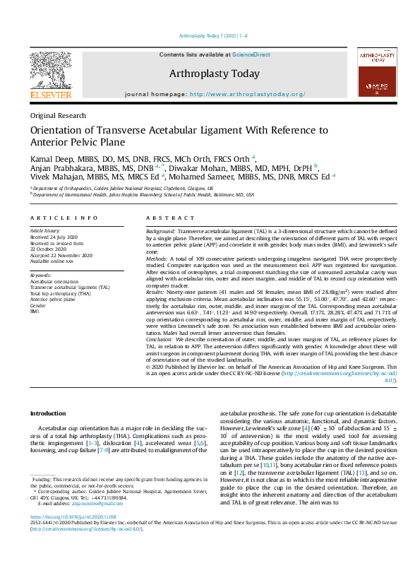 (PDF) Orientation of Transverse Acetabular Ligament With Reference to ...