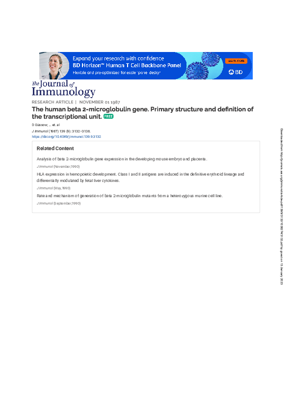 (PDF) The human beta 2-microglobulin gene. Primary structure and ...
