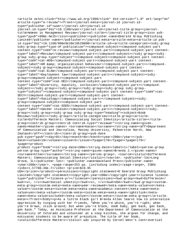 Difference Matters: Communicating Social Identity