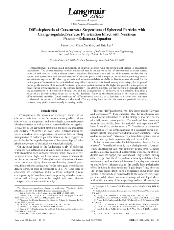 (PDF) Diffusiophoresis of Concentrated Suspensions of Spherical Particles with Charge-regulated ...