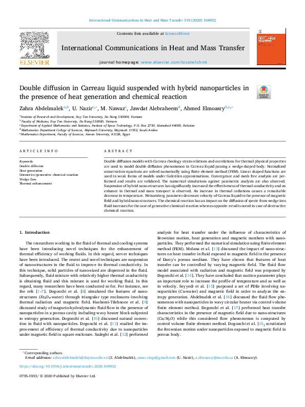 (PDF) Double diffusion in Carreau liquid suspended with hybrid ...