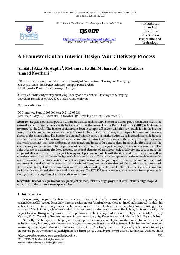 (PDF) A Framework of an Interior Design Work Delivery Process
