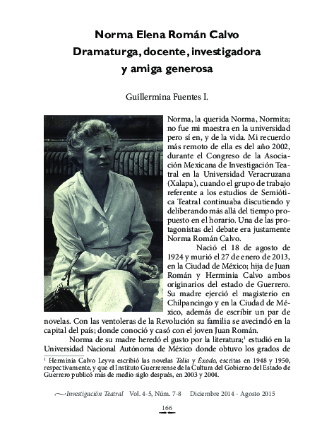 (PDF) Norma Elena Román Calvo. Dramaturga, docente, investigadora y ...