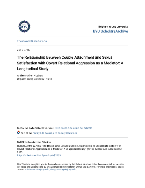 (PDF) The Relationship Between Couple Attachment and Sexual Satisfaction with Covert Relational ...