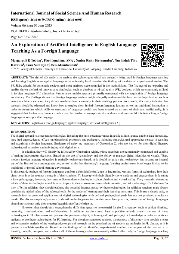 Pdf An Exploration Of Artificial Intelligence In English Language