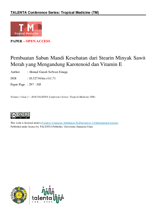 (PDF) Pembuatan Sabun Mandi Kesehatan dari Stearin Minyak Sawit Merah ...