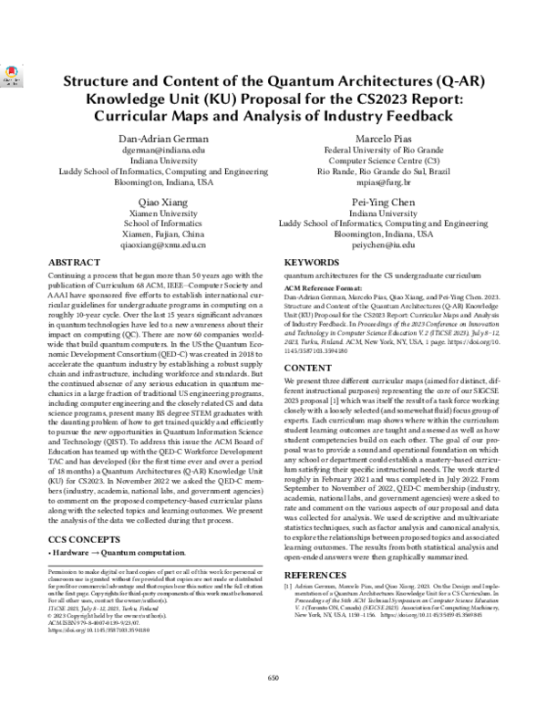 (PDF) Structure and Content of the Quantum Architectures (Q-AR) Knowledge Unit (KU) Proposal for ...