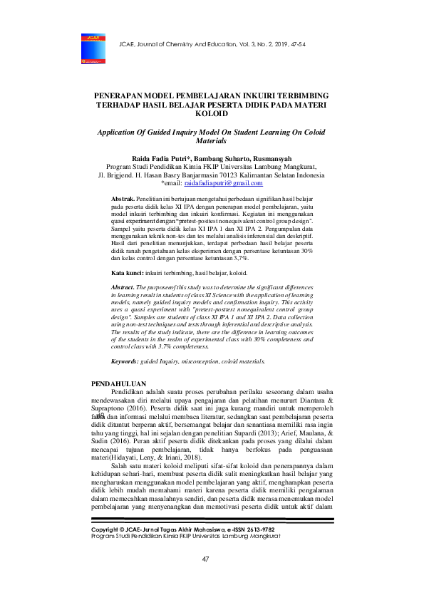 (PDF) Penerapan Model Pembelajaran Inkuiri Terbimbing Terhadap Hasil Belajar Peserta Didik Pada ...