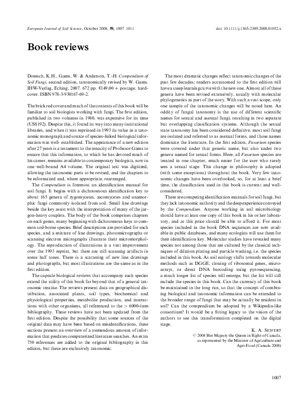 (PDF) Compendium of soil fungi