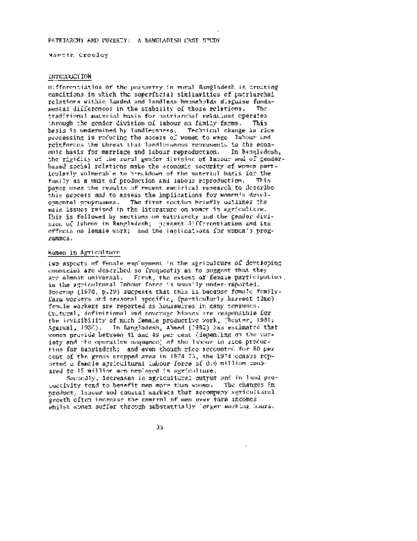 (PDF) Patriarchy and Poverty: a Bangladesh Case Study