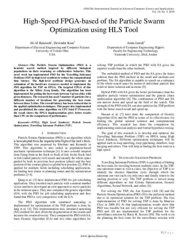 (PDF) High-Speed FPGA-based of the Particle Swarm Optimization using ...