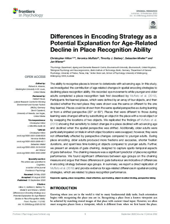 (PDF) Differences in Encoding Strategy as a Potential Explanation for Age-Related Decline in ...