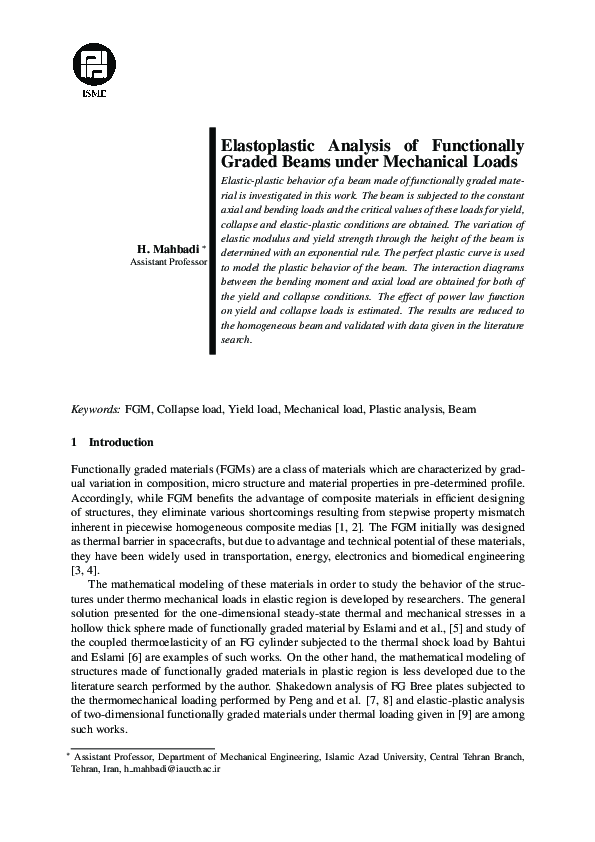 (PDF) Elastoplastic Analysis of Functionally Graded Beams under Mechanical Loads