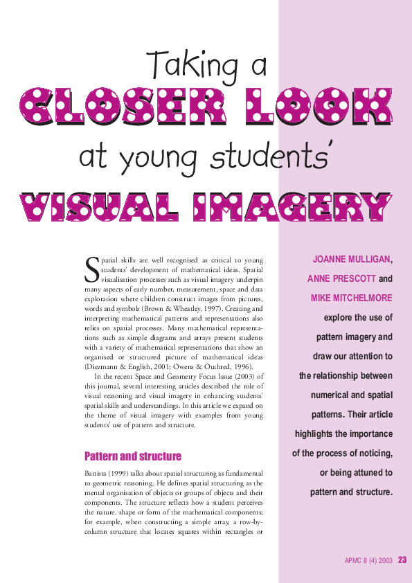 (PDF) Taking a closer look at students visual imagery