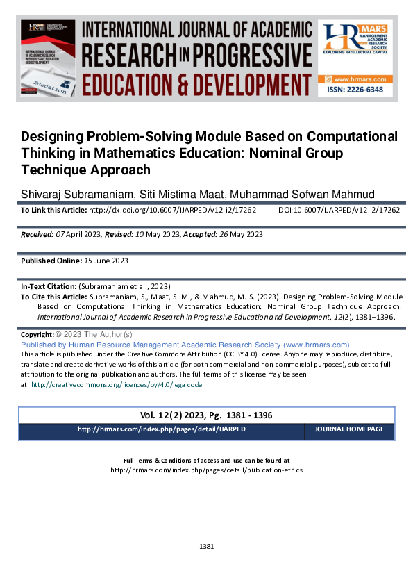 (PDF) Designing Problem-Solving Module Based on Computational Thinking ...