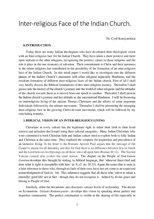 (PDF) Inter religious Face of the Indian Church