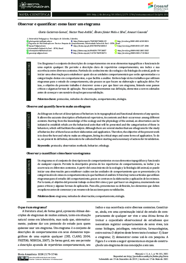 (PDF) Observar e Quantificar: Como Fazer Um Etograma
