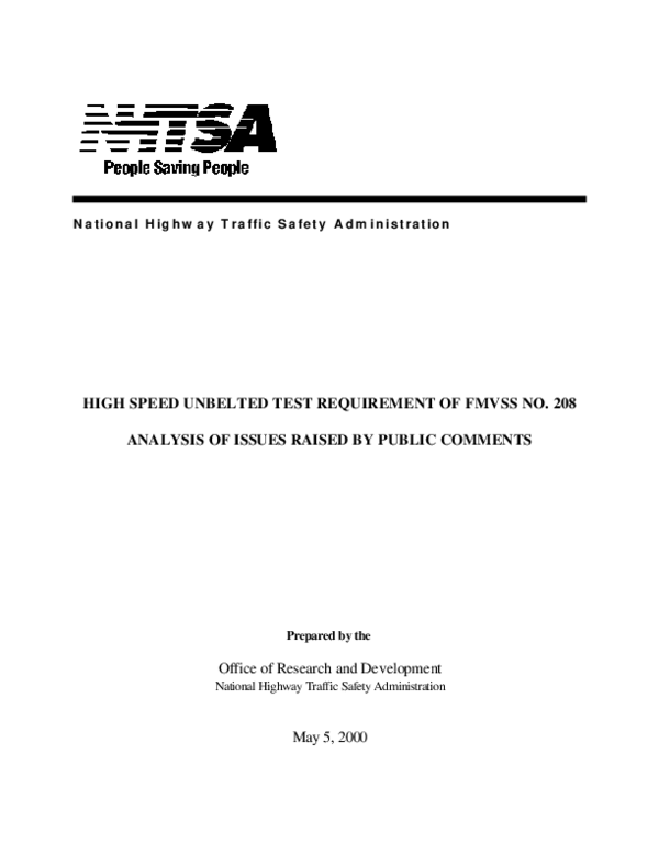 (PDF) National Highway Traffic Safety Administration | Leslie Elrod ...