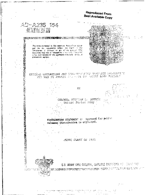 (PDF) Special Operations and Low-Intensity Conflict Legislation: Why ...