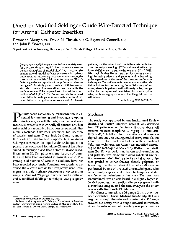 (PDF) Direct or Modified Seldinger Guide Wire-Directed Technique for ...