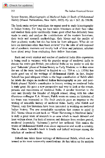 (PDF) Historiography of medieval India : a study of Mohammad Habib