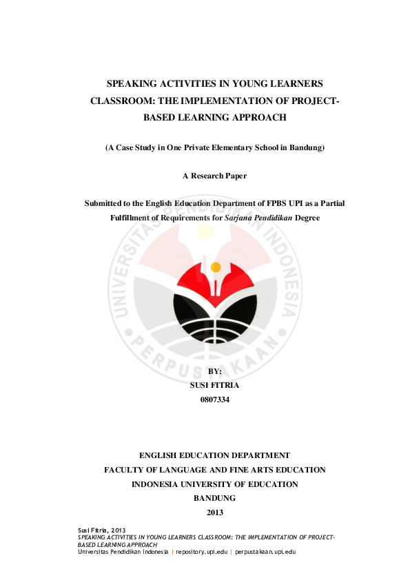 (PDF) Speaking Activities in Young Learners Classroom: the Implementation of Project-based ...