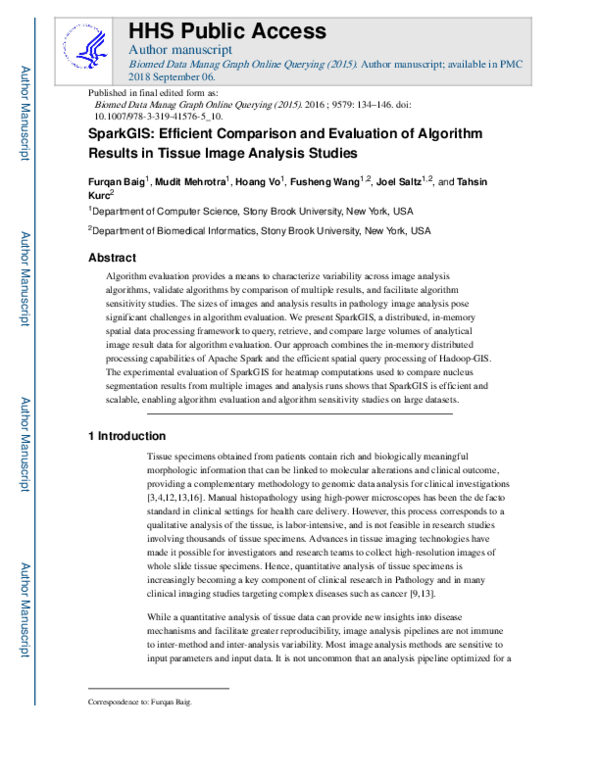 (PDF) SparkGIS: Efficient Comparison and Evaluation of Algorithm Results in Tissue Image ...