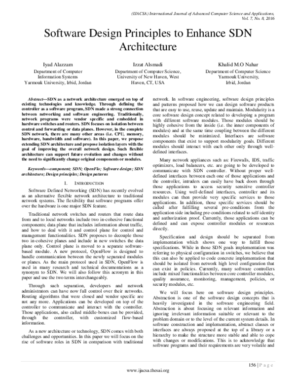 (PDF) Software Design Principles to Enhance SDN Architecture