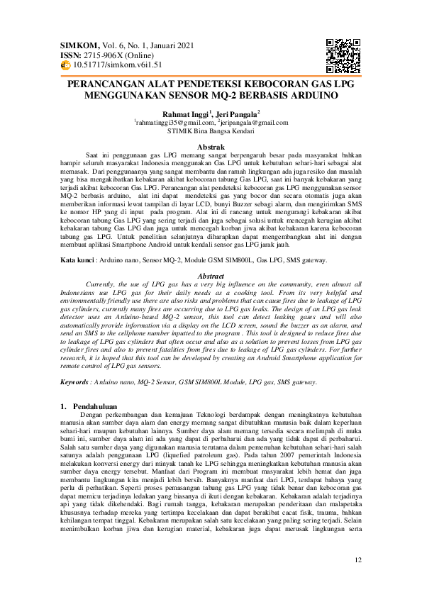 (PDF) Perancangan Alat Pendeteksi Kebocoran Gas LPG Menggunakan Sensor ...