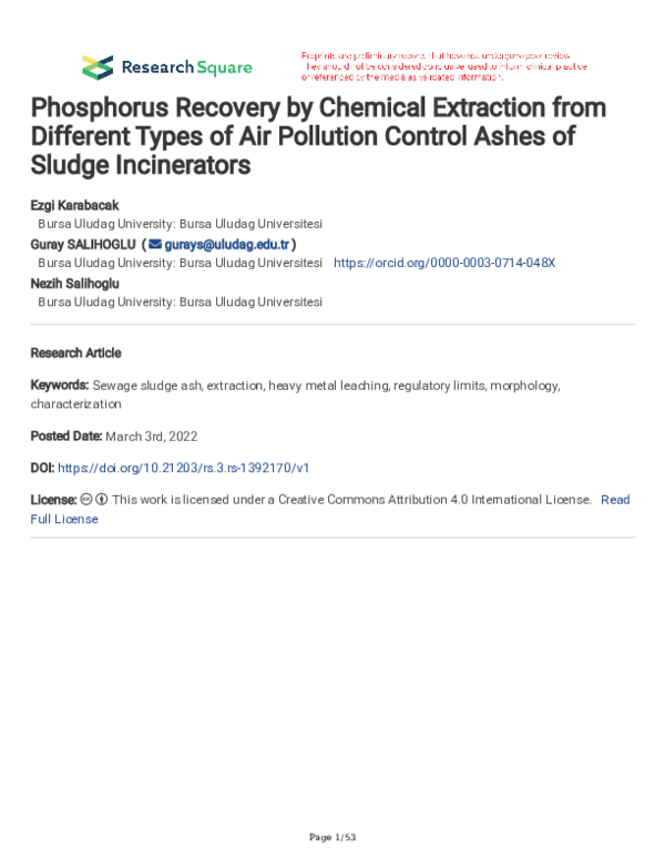 (PDF) Phosphorus Recovery by Chemical Extraction from Different Types ...