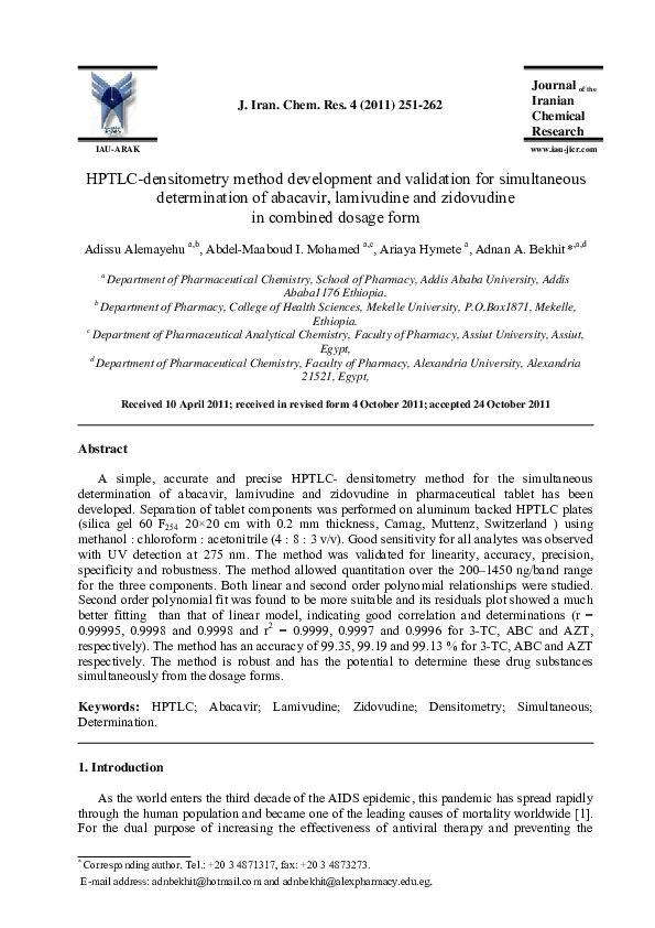 (PDF) HPTLC-densitometry method development and validation for simultaneous determination of ...