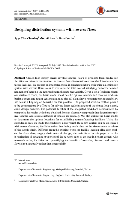 (PDF) Designing distribution systems with reverse flows