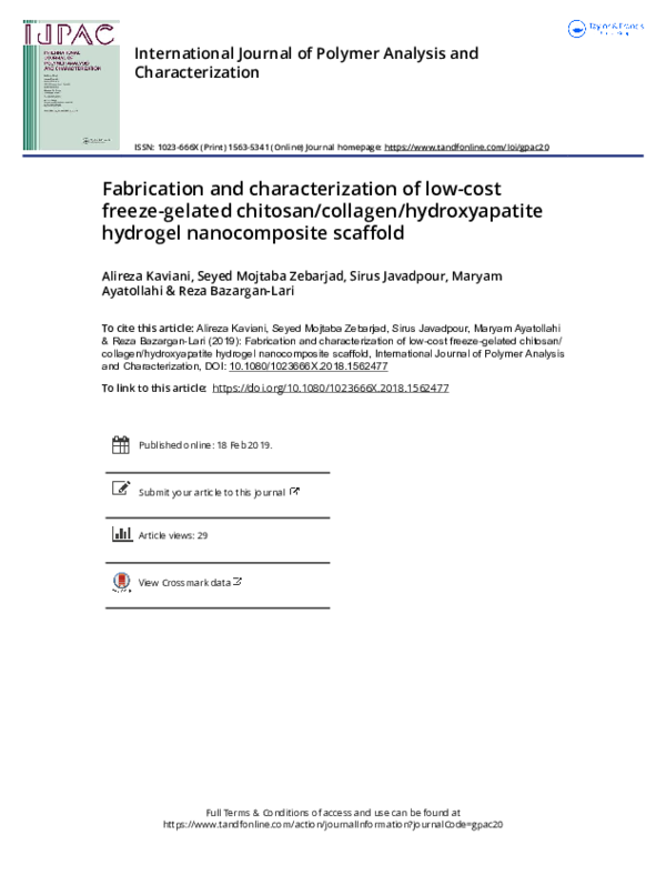 (PDF) Fabrication and characterization of low-cost freeze-gelated chitosan/collagen ...