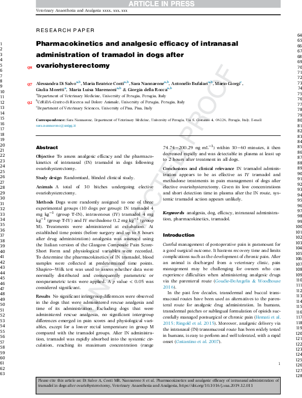 (PDF) Pharmacokinetics and analgesic efficacy of intranasal ...