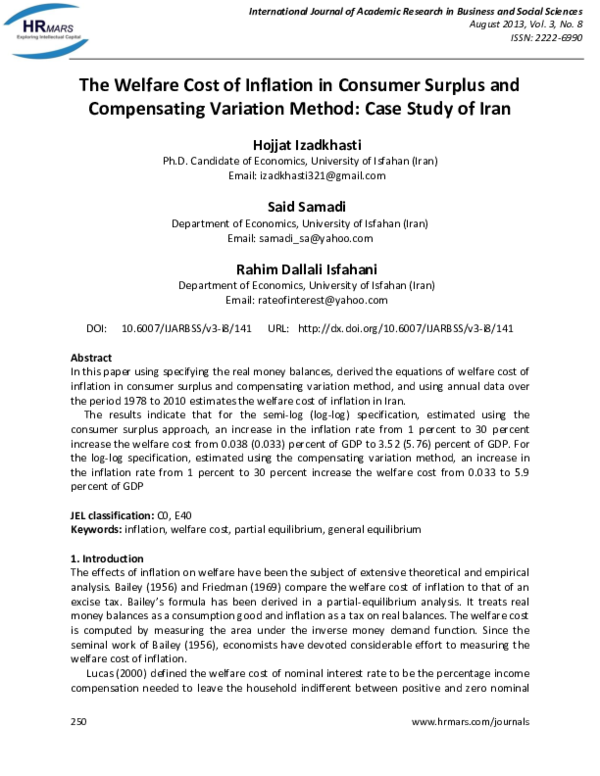 (PDF) The Welfare Cost of Inflation in Consumer Surplus and ...