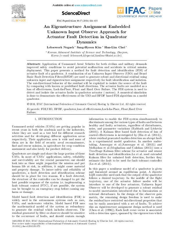 Pdf An Eigenstructure Assignment Embedded Unknown Input Observe