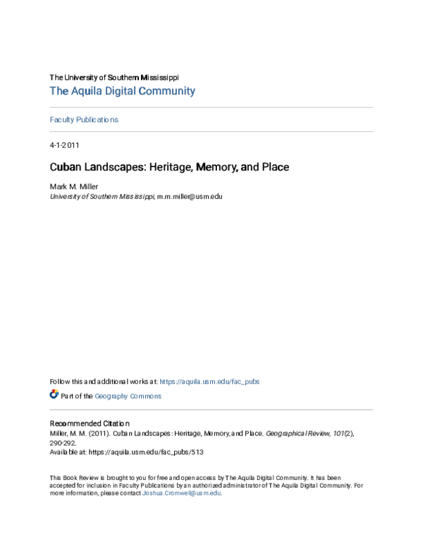 (PDF) Cuban Landscapes: Heritage, Memory, and Place | Lech Suwala ...