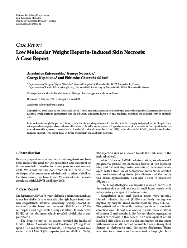 (PDF) Low Molecular Weight Heparin-Induced Skin Necrosis: A Case Report