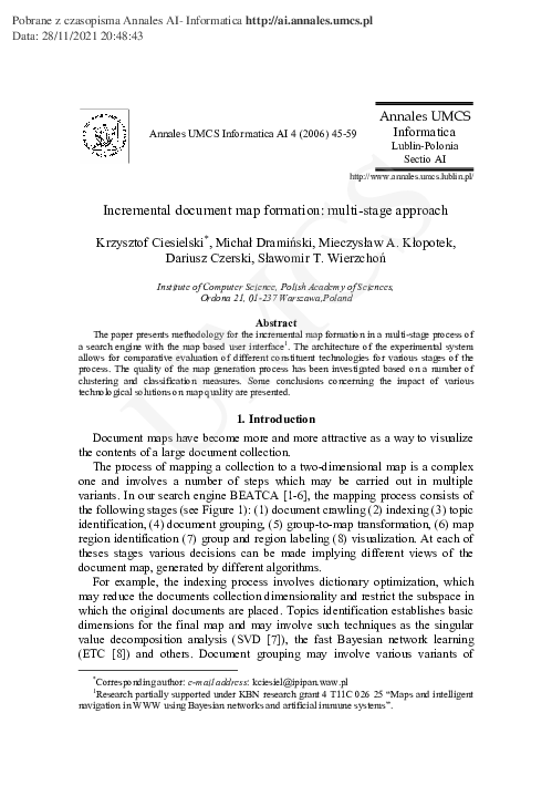 (PDF) Incremental document map formation: multi-stage approach