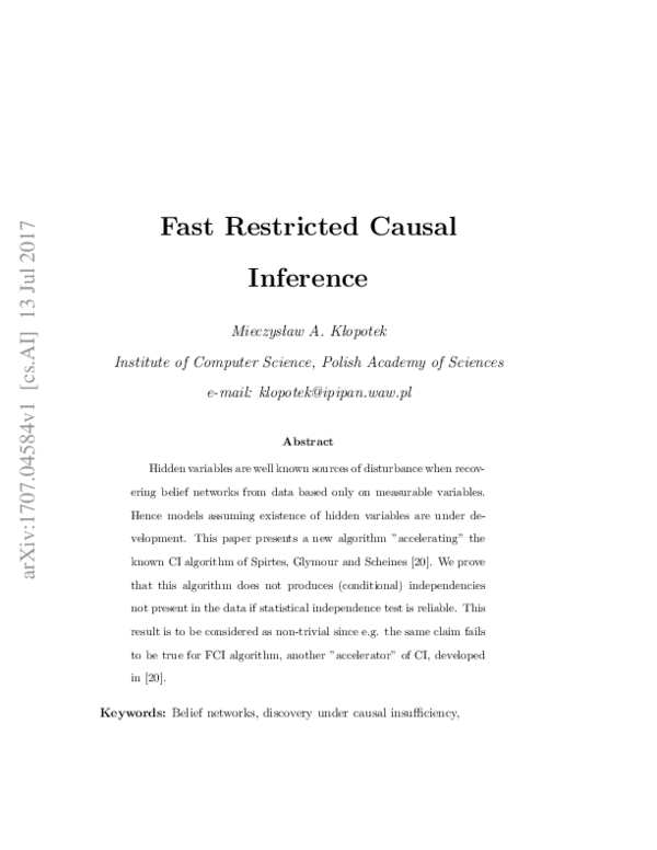 (PDF) Fast Restricted Causal Inference