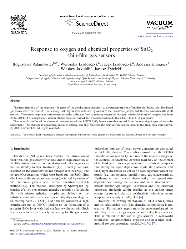 (PDF) Response to oxygen and chemical properties of SnO2 thin-film gas ...